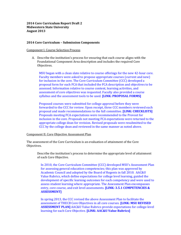 Core Curriculum Report