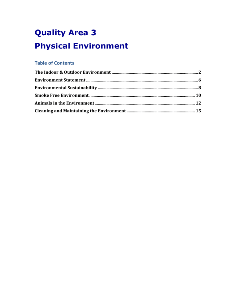 The Indoor & Outdoor Environment - Lilly Pilly Community Preschool