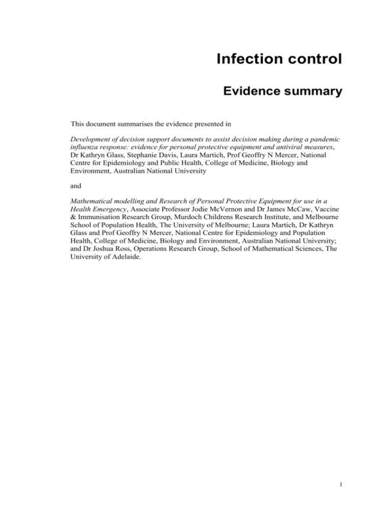 Infection control evidence summary