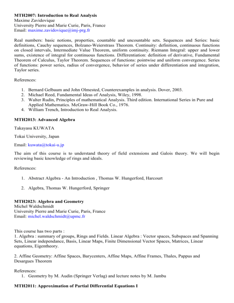MTH2007 Introduction To Real Analysis Maxime Zavidovique MTH2007 Introduction To Real Analysis Maxime Zavidovique