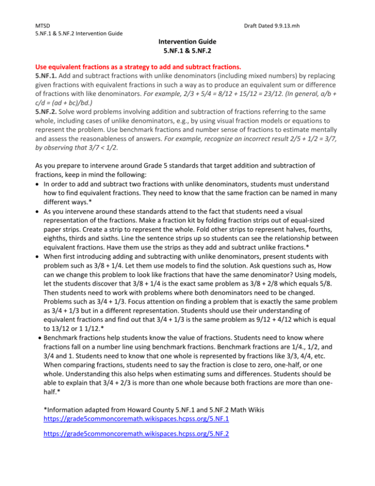 5 NF 1 5 NF 2 Intervention Guide