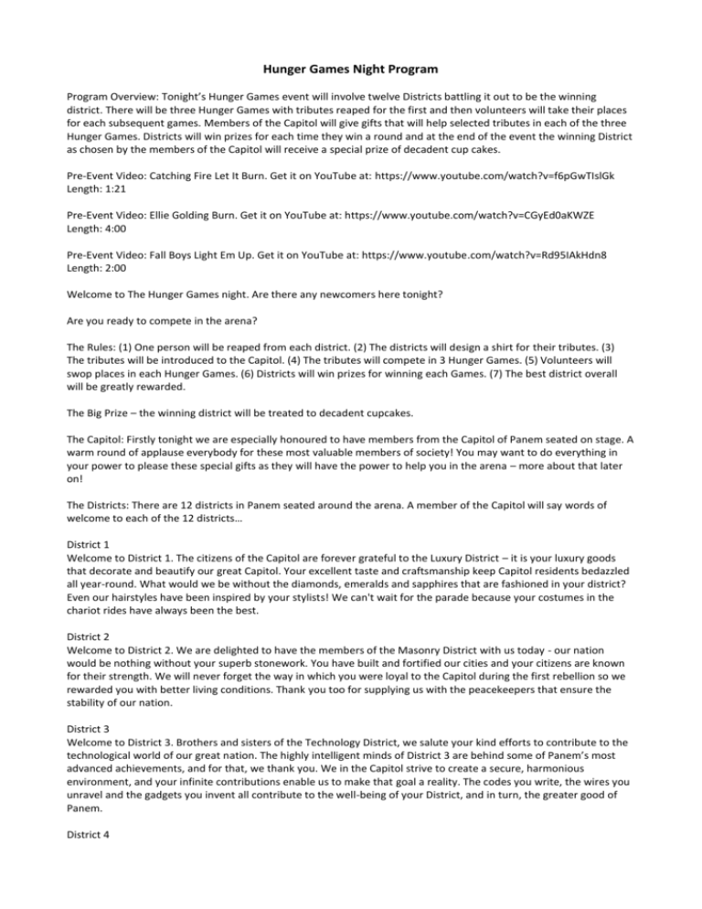 Hunger Games Night Program