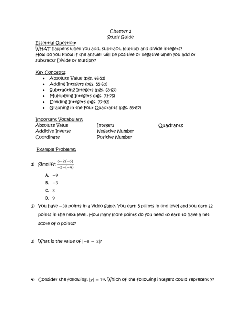 Chapter 2 Study Guide