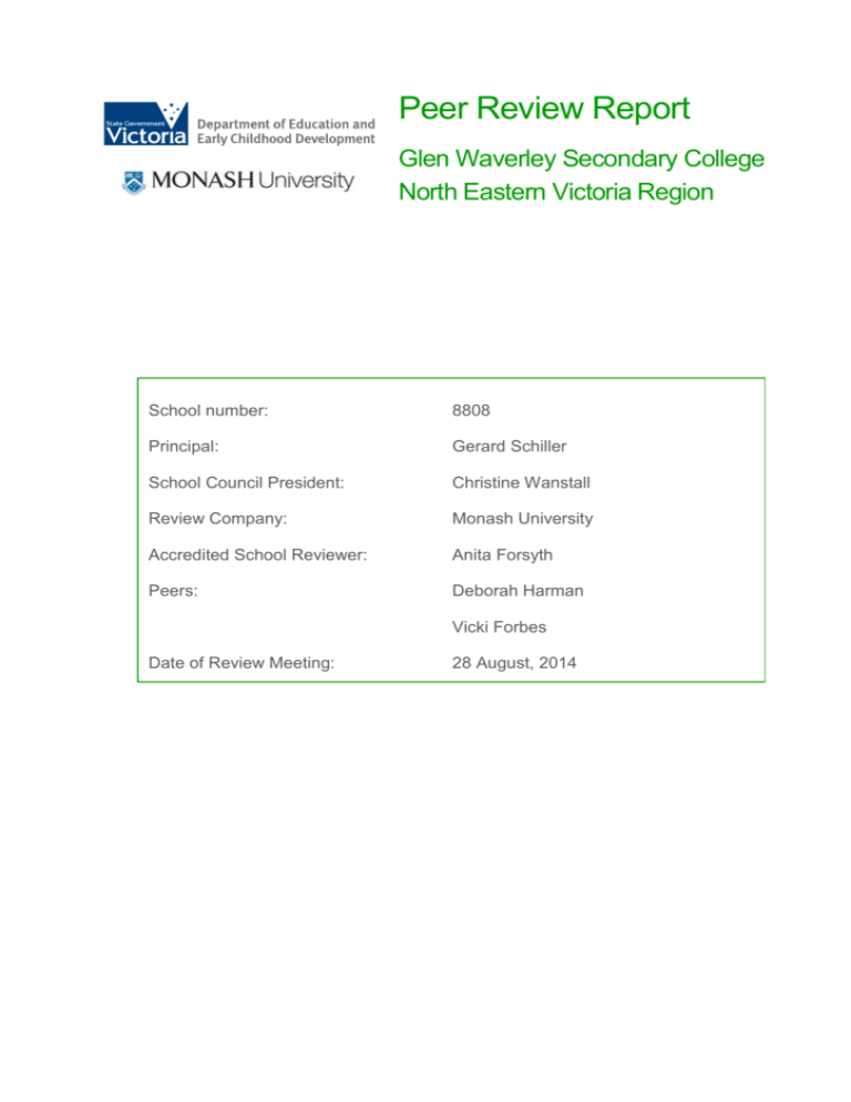Peer Review Report Glen Waverley Secondary College
