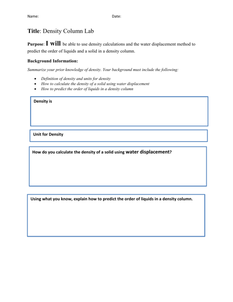 Density Lab Handout