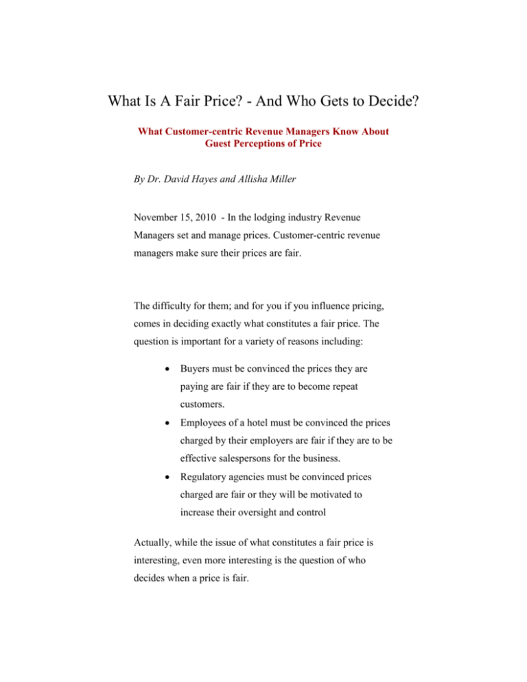 What Is A Fair Price