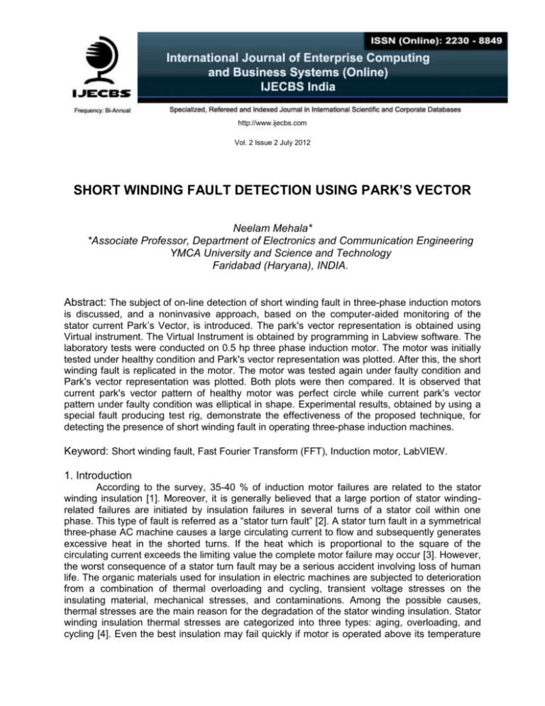 3. Detection of faults using Park`s vector approach