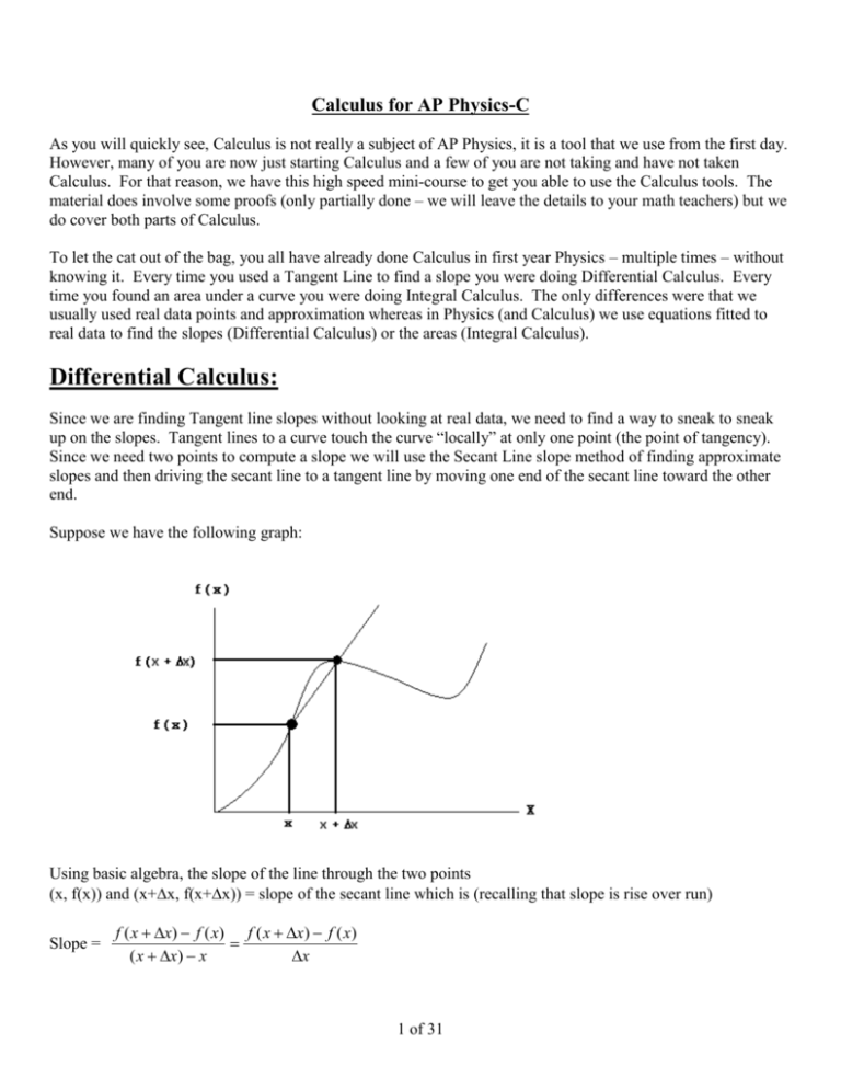 Calculus For AP Physics Calculus For AP Physics