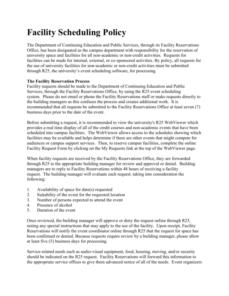 Facility Scheduling Policy