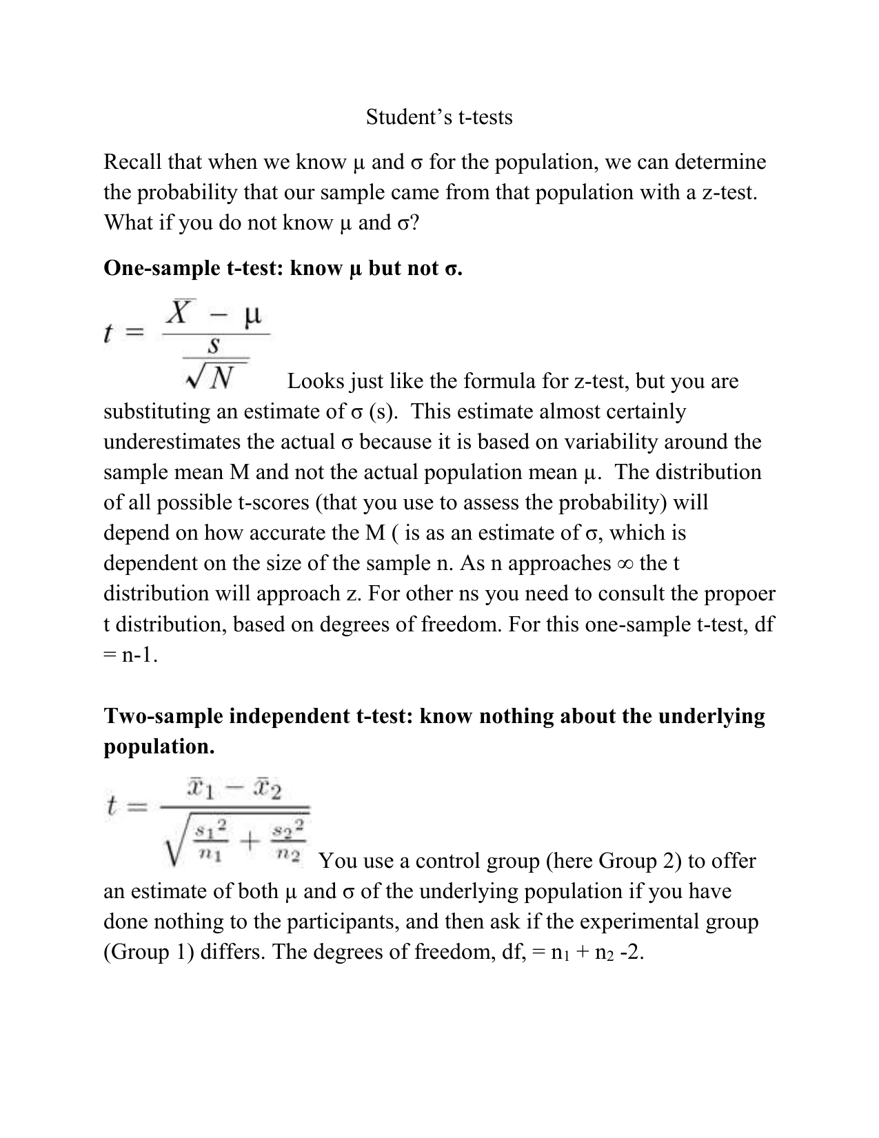 Student s T test Explanations