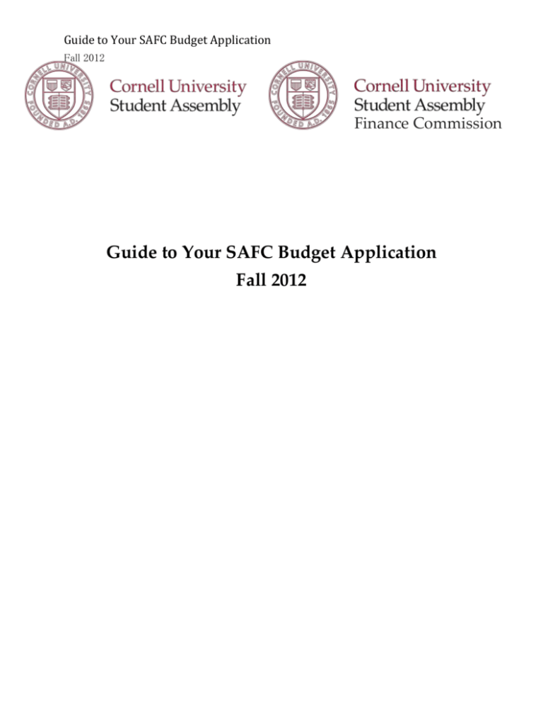 Guide To Your SAFC Budget Application