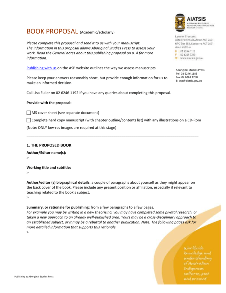 Academic Book Proposal Template Academic Book Proposal Template
