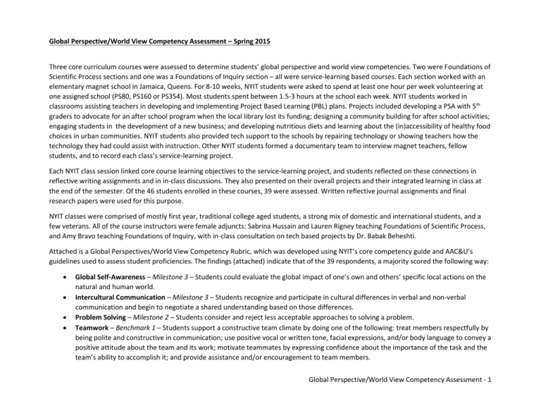 2014 2015 Global Perspective Assessment Report