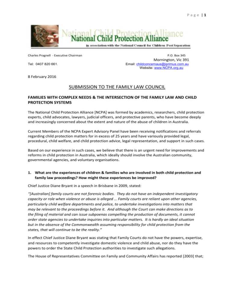 Submission To The Family Law Council Submission To The Family Law Council