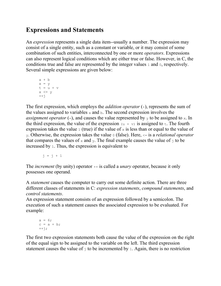 Expressions And Statements