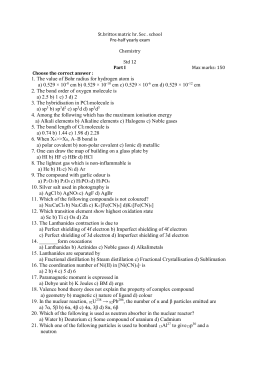 Worksheet - Percent Purity and Percent Yield