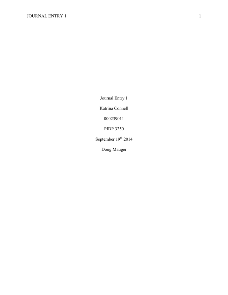 Journal Entry 1 Journal Entry 1