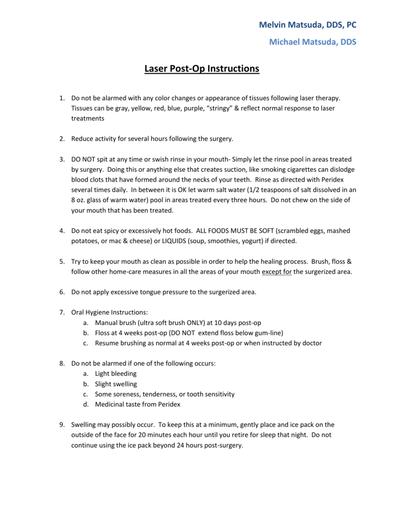 Post Op Instructions For Laser Gingivectomy At Lester Shippy Blog Post Op Instructions For Laser Gingivectomy At Lester Shippy Blog