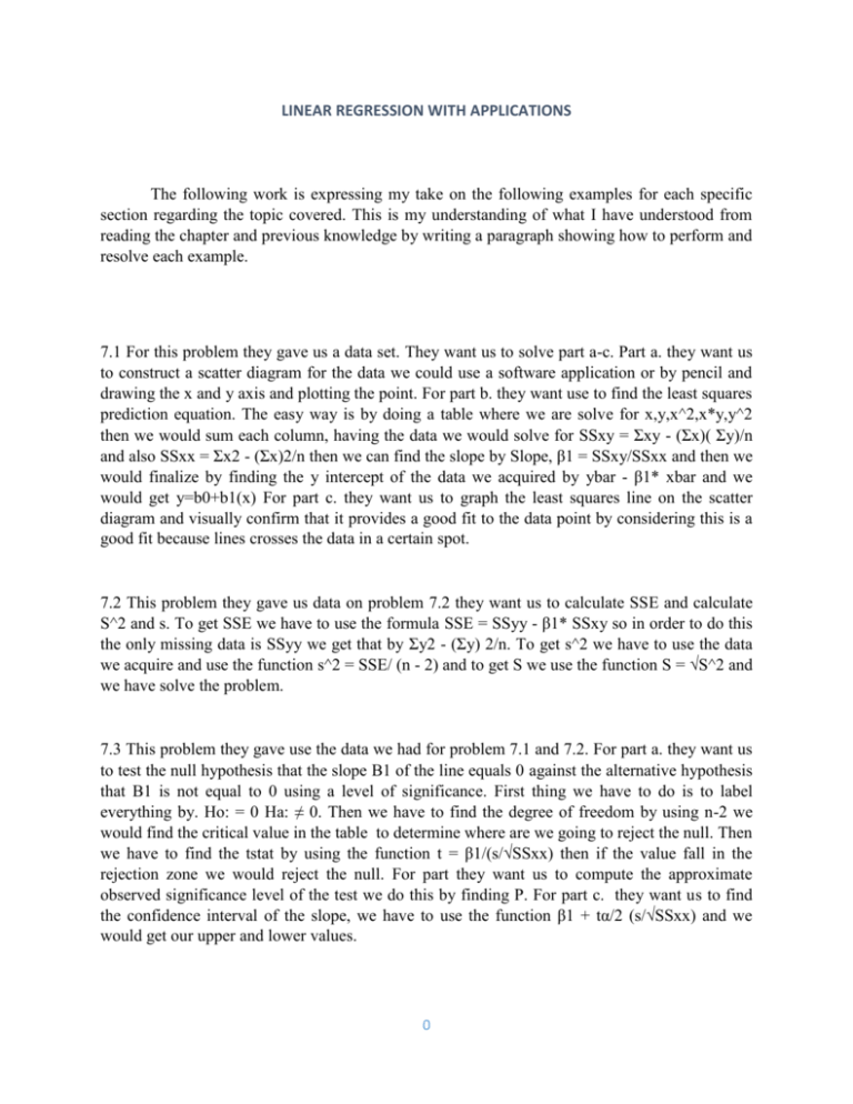 Linear Regression With Applications