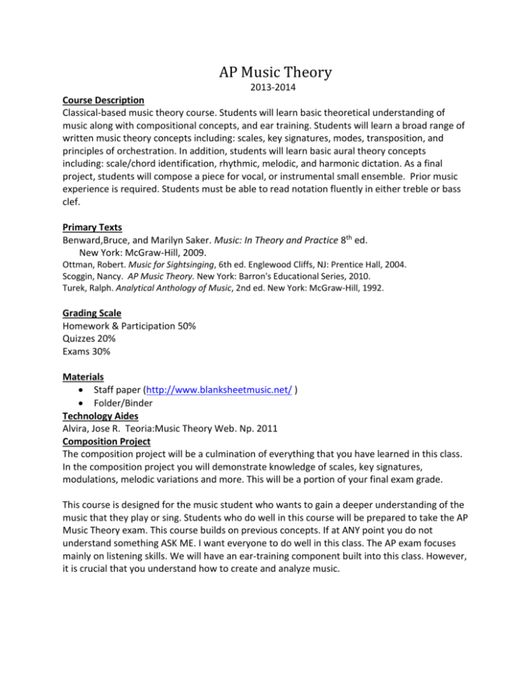 AP Music Theory Syllabus