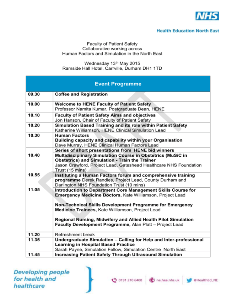 Faculty Of Patient Safety Event 13 May 2015