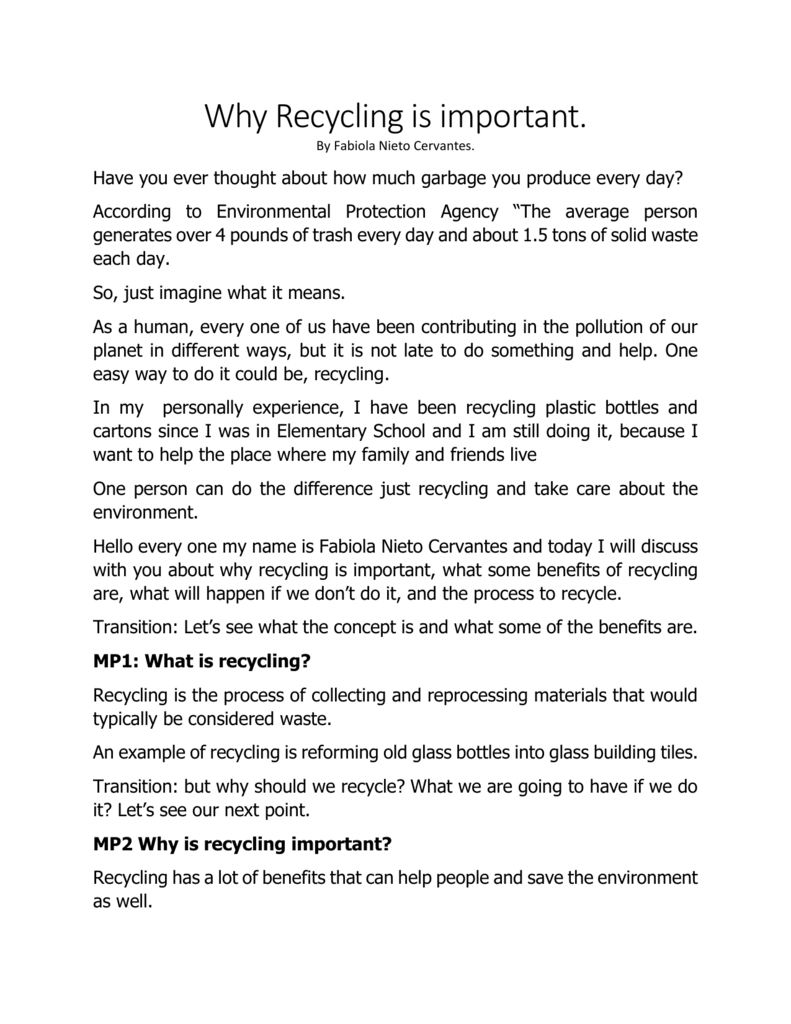 Why Recycling Is Important Persuasive Speech 