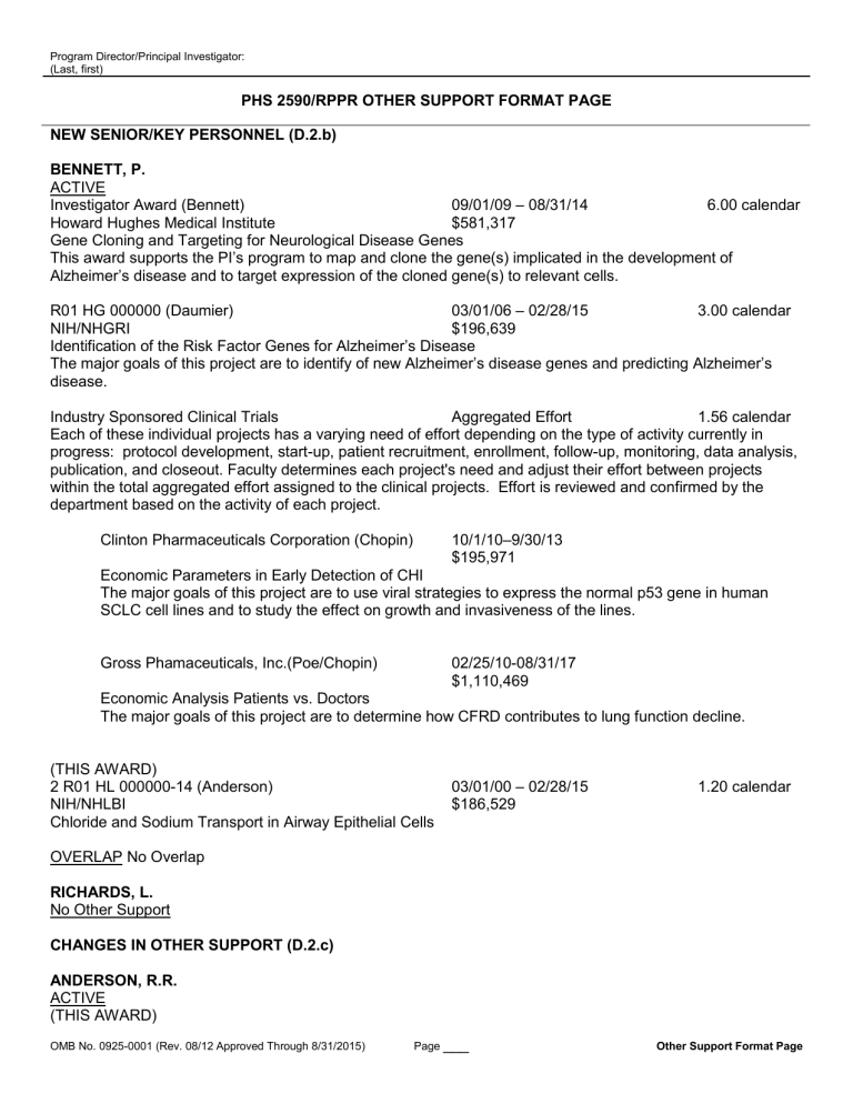 0925 0002 PHS 2590 RPPR Other Support Format Page