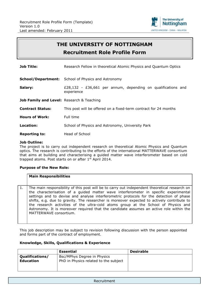 Job Description Role Profile Jobs