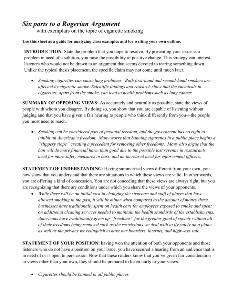 Six Parts To A Rogerian Argument
