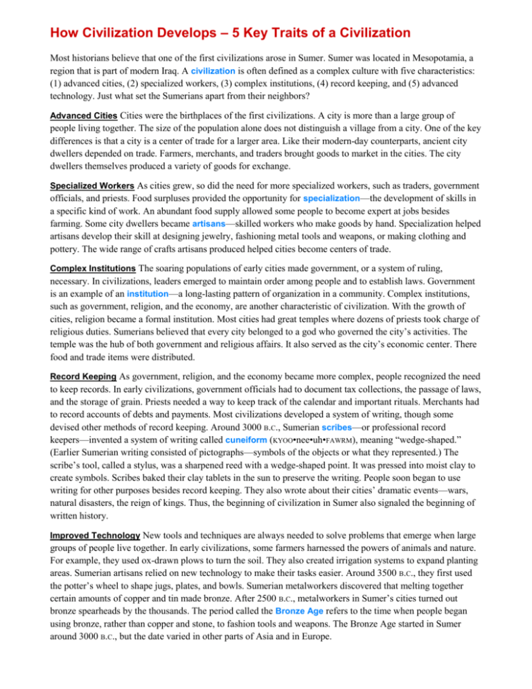 Key Traits Of Civilization Reading Key Traits Of Civilization Reading