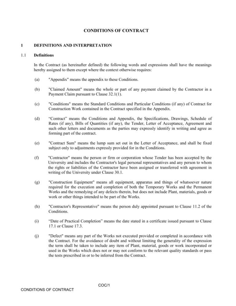 Conditions of Contract - Nanyang Technological University