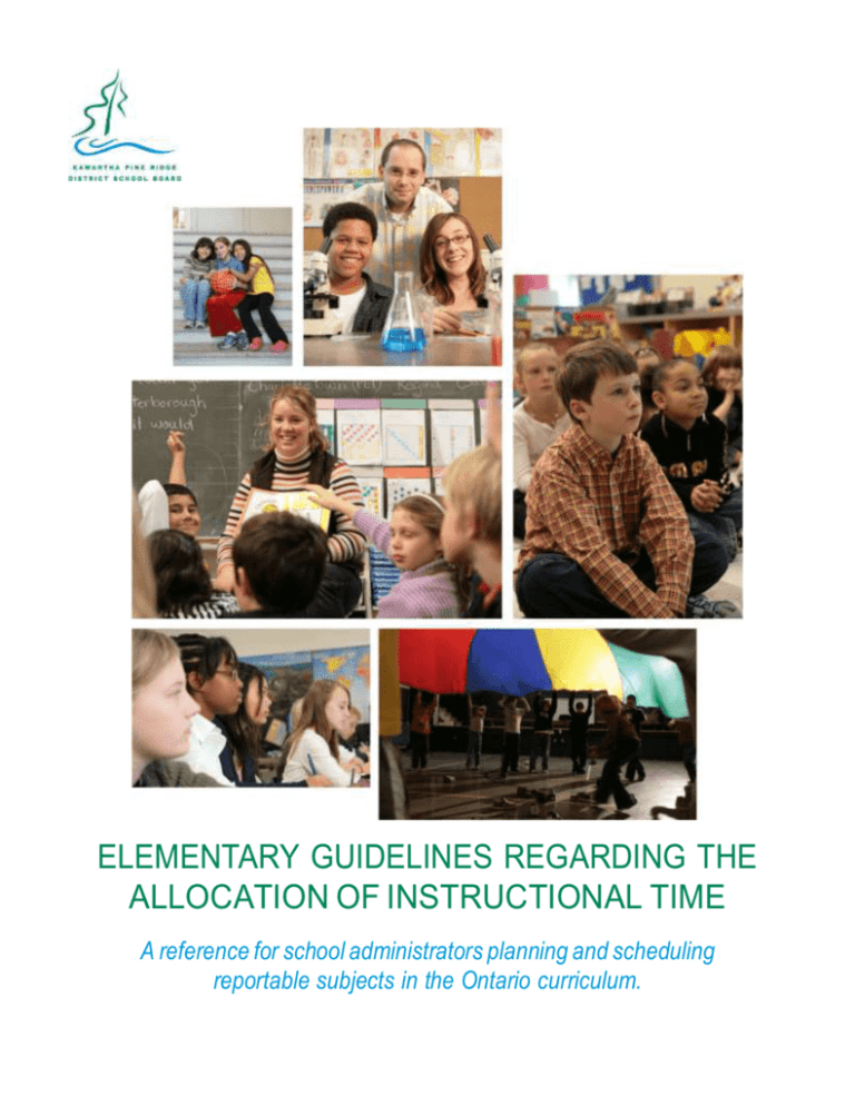 Elementary Instructional Time Allocation Guidelines - Ontario