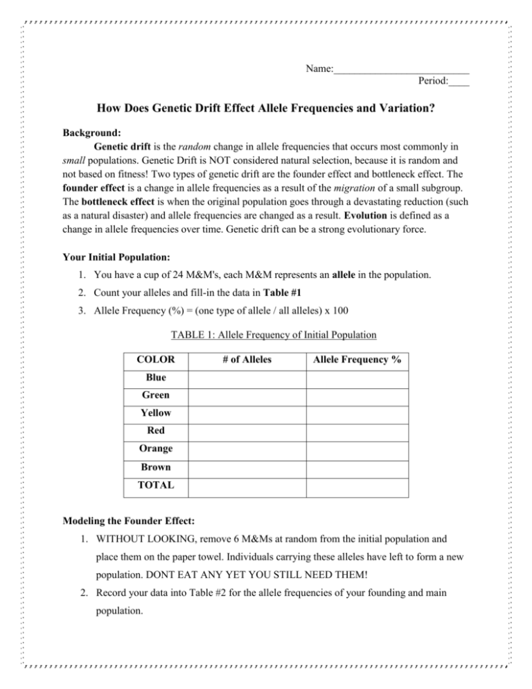 How Does Genetic Drift Effect Allele Frequencies and Variation?