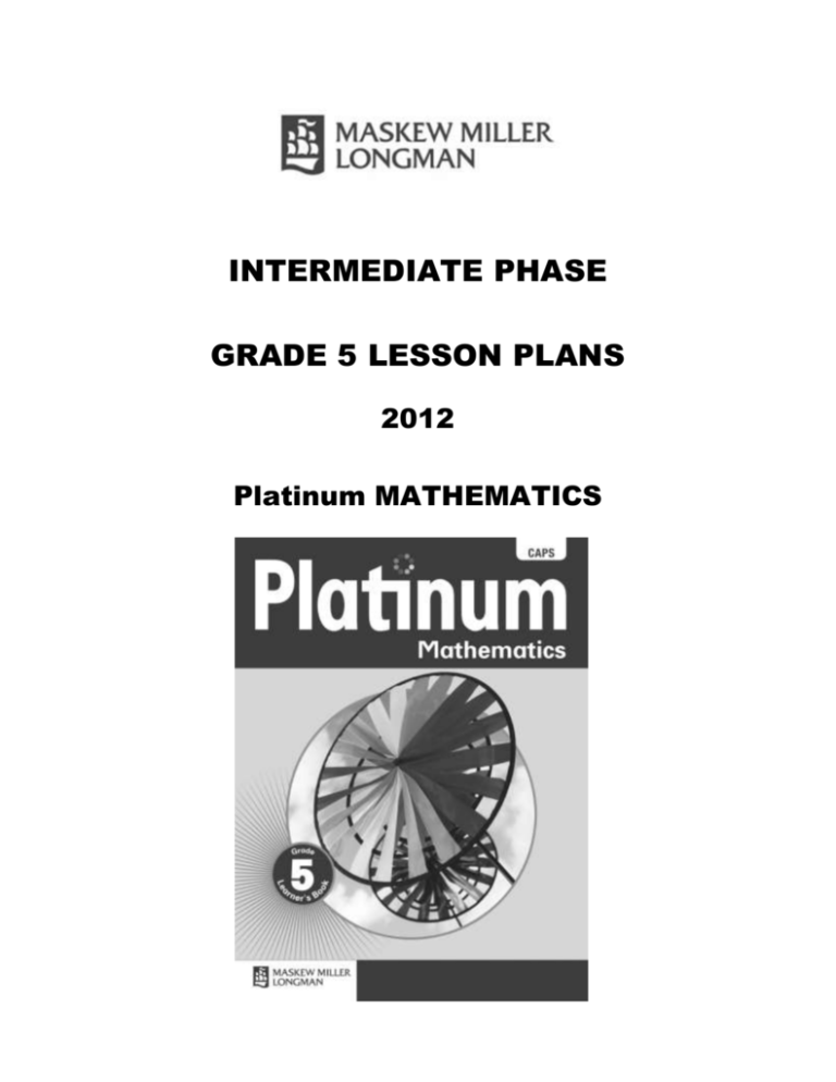 Term 2 Platinum Lesson Plans Grade 5 Term 2 Platinum Lesson Plans Grade 5