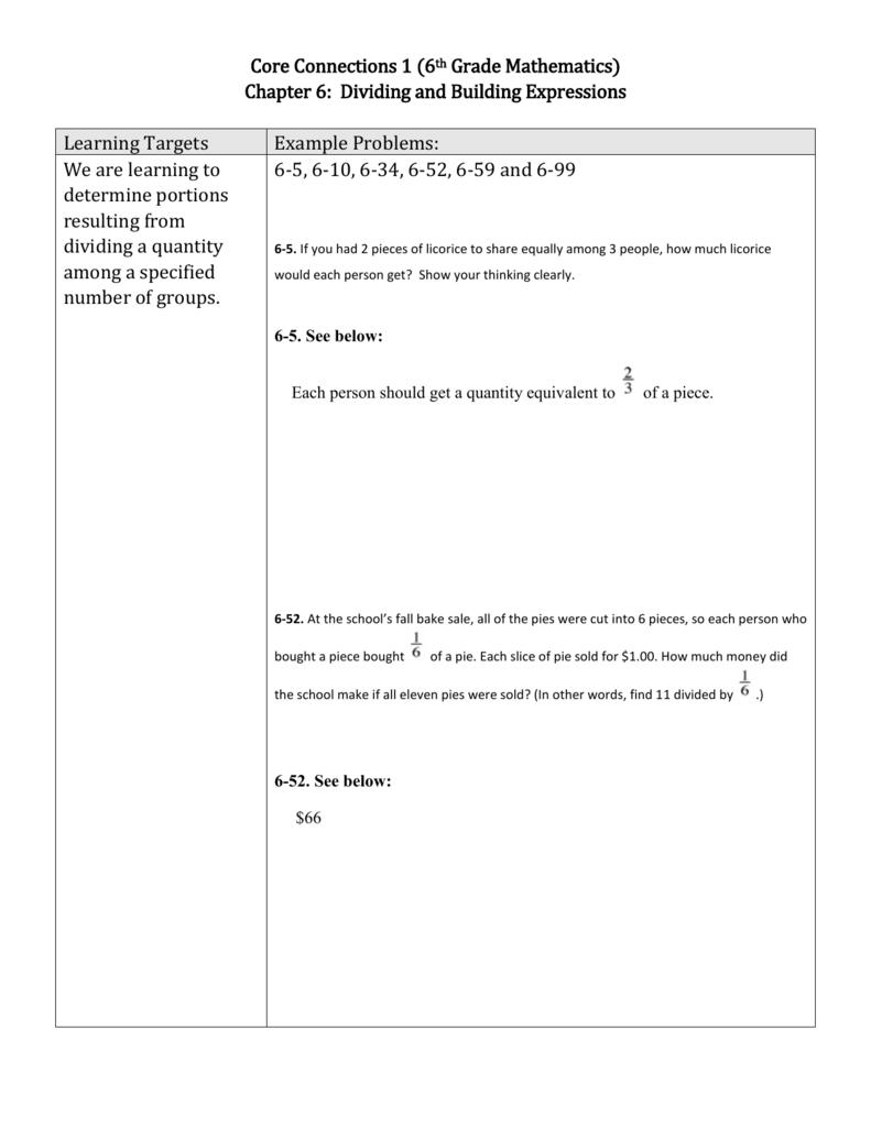 Chapter 6 Math Review Packet Answer Key