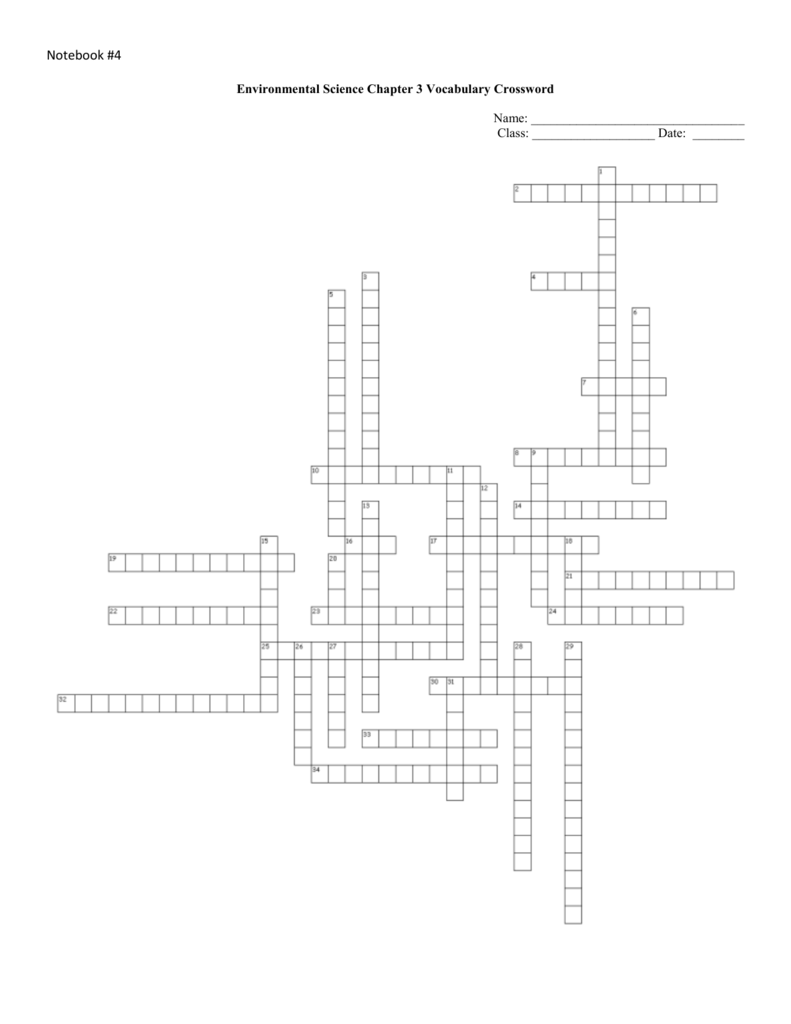 Environmental Science Chapter 3 Vocabulary Crossword Environmental Science Chapter 3 Vocabulary Crossword