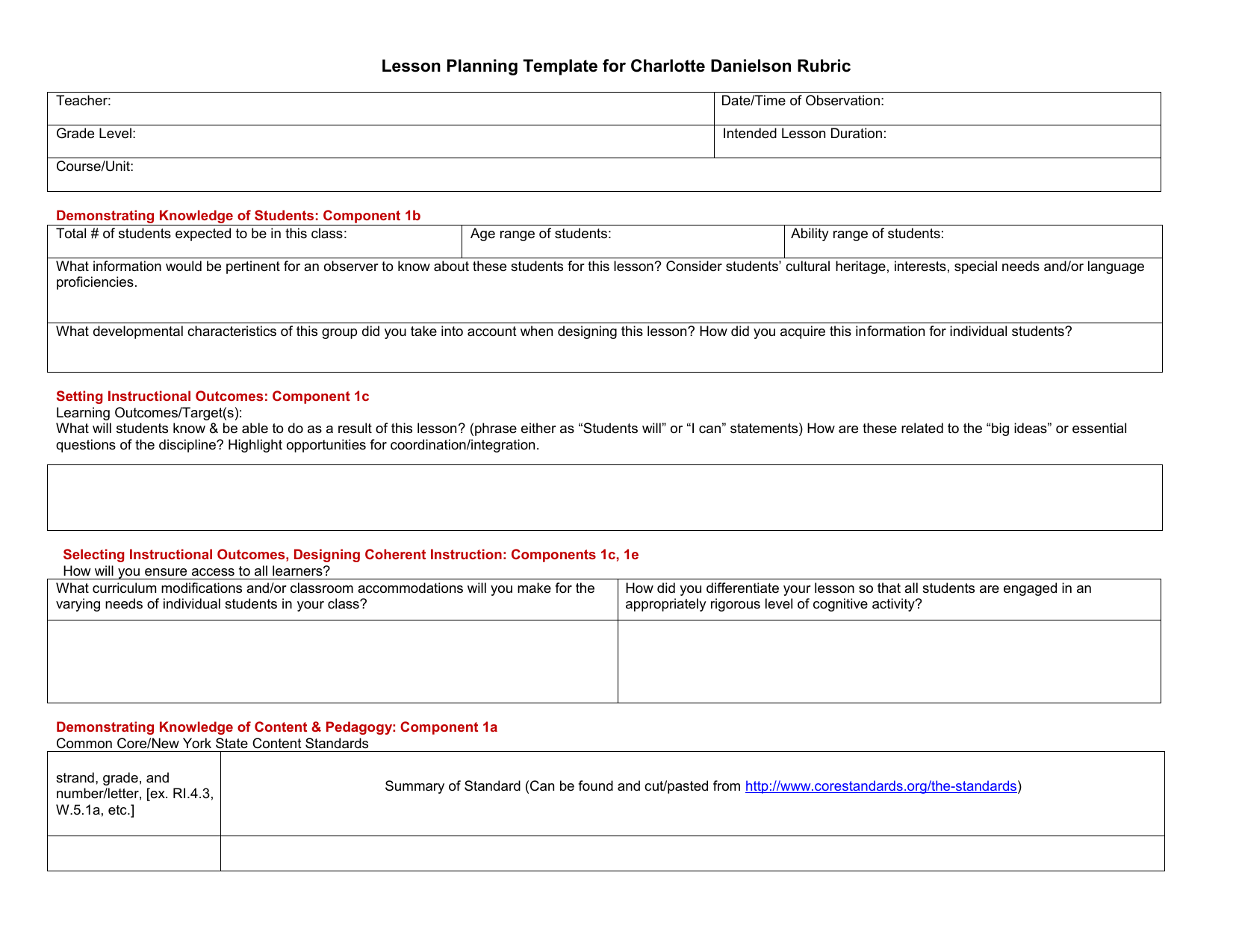 Lesson Plan Template For Teacher Observation Pin On Good Teaching