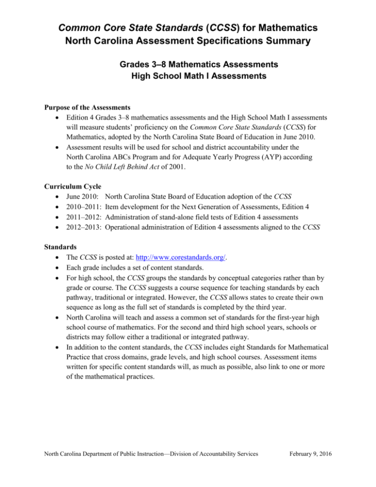 Common Core State Standards In Mathematics