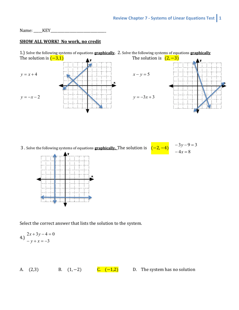 Review Chapter 7 Systems Of Linear Equations Test