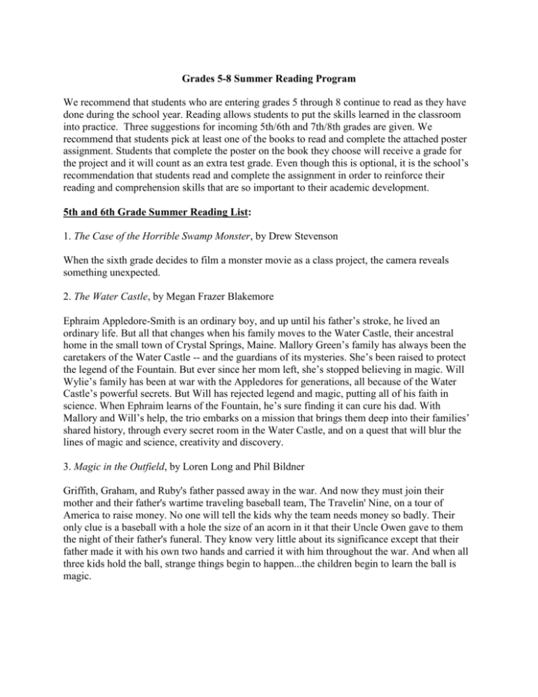 Grades 5 8 Summer Reading Program