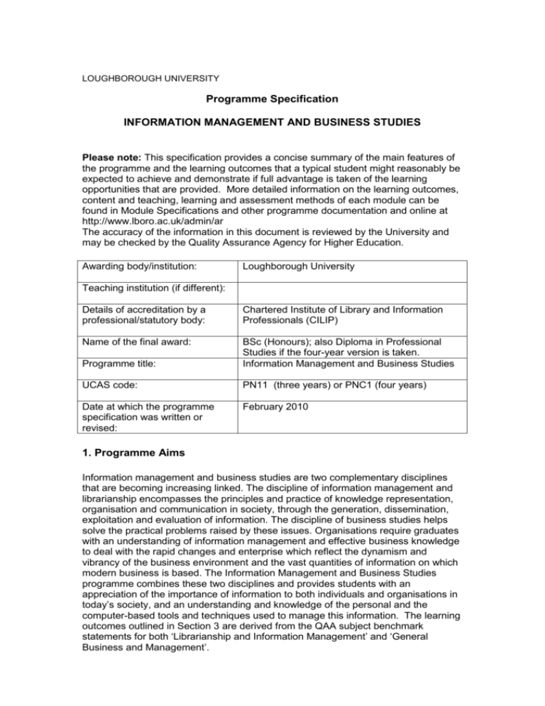 Programme Specification - Loughborough University