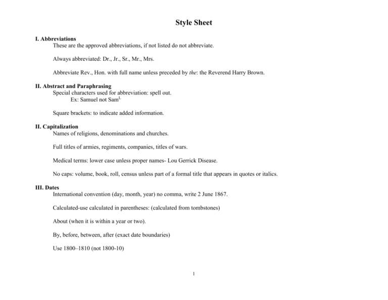 List Style Sheet Template