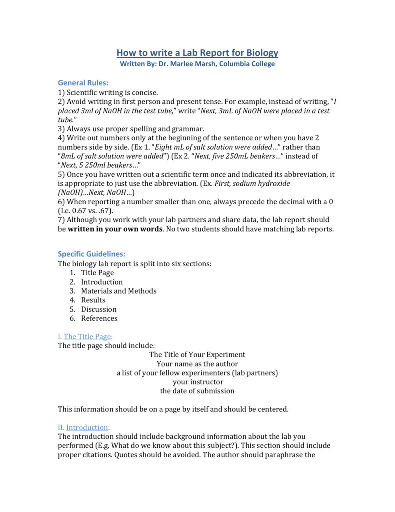 Biology Lab Report Template Business Design Layout Templates