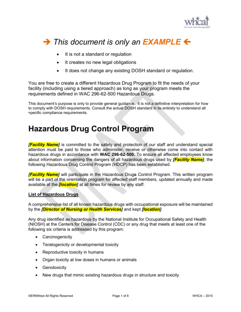 Hazardous Drug Control Program