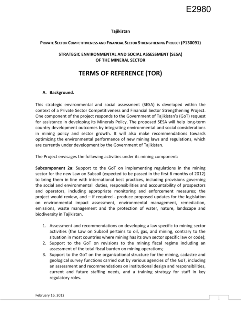 terms of reference (tor)