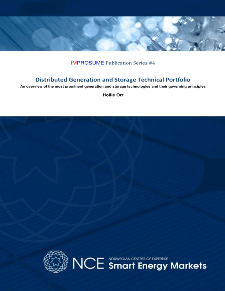 Distributed Generation and Storage Technical Portfolio