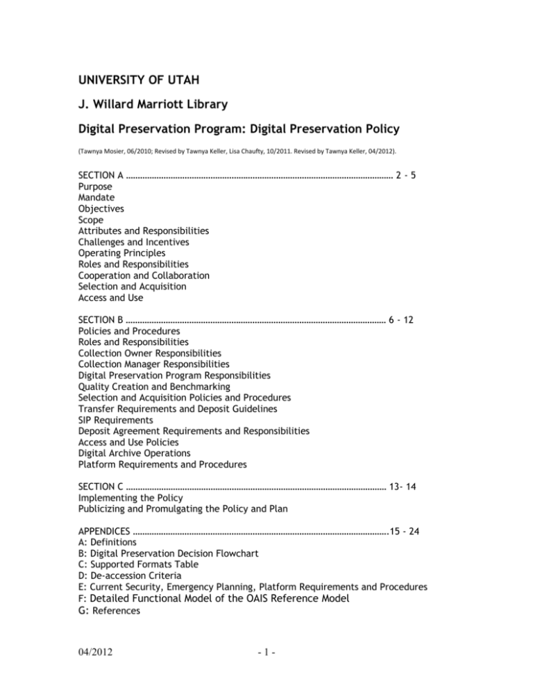 Digital Preservation Policy
