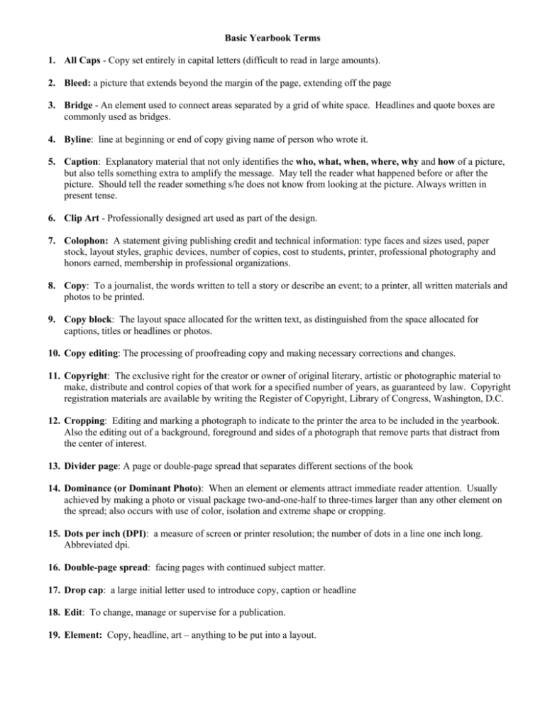 Yearbook Terms You Should Know