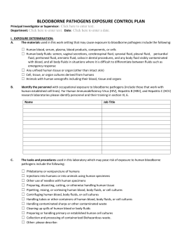OSHA Sample Bloodborne Pathogens Exposure Control Plan
