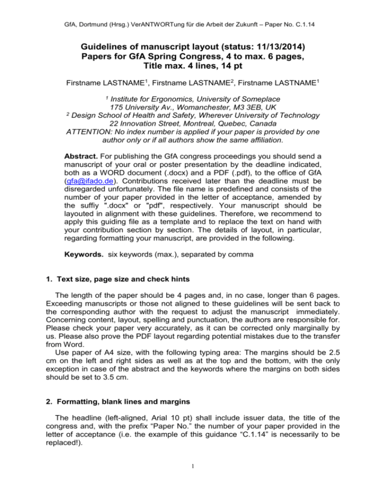Submission Guidelines For Iv World Congress Of Biomechanics